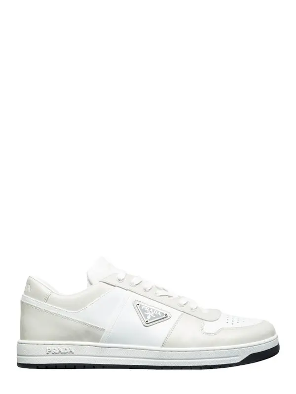 Prada Downtown Leather Sneakers - White/dusty Grey