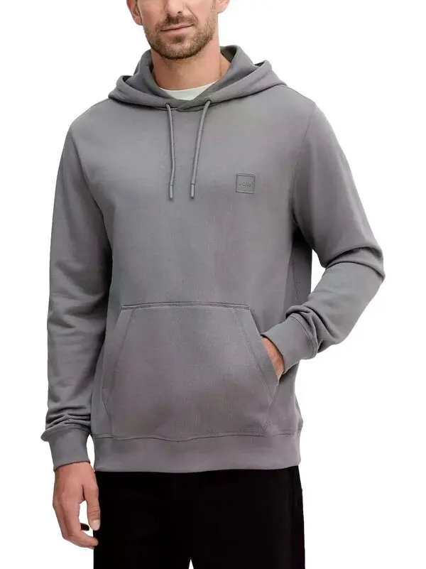 BOSS Logo-patch Hooded Sweatshirt - Grey