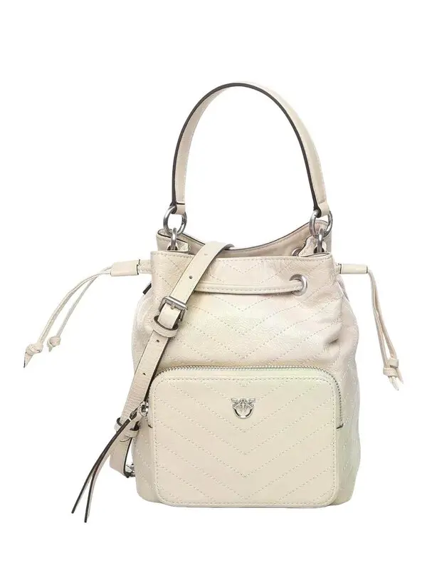 Pinko Small Cargo Bucket Chevron-quilted Tote Bag - Neutrals