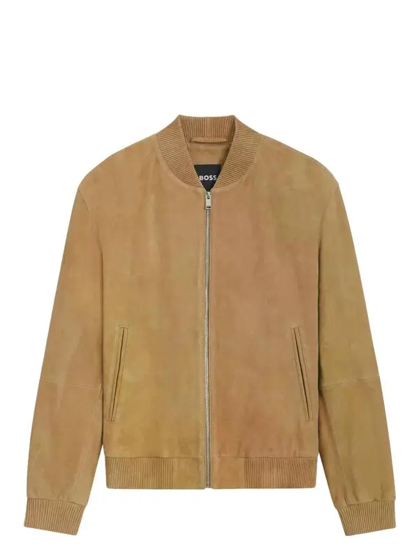 Hugo Boss Suede Bomber Jacket - Brown