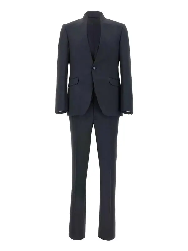 CARLO PIGNATELLI Mandarin Collar Three-piece Suit - Blue