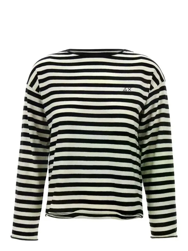 SUN 68 Striped Logo-embroidered Sweater - Black