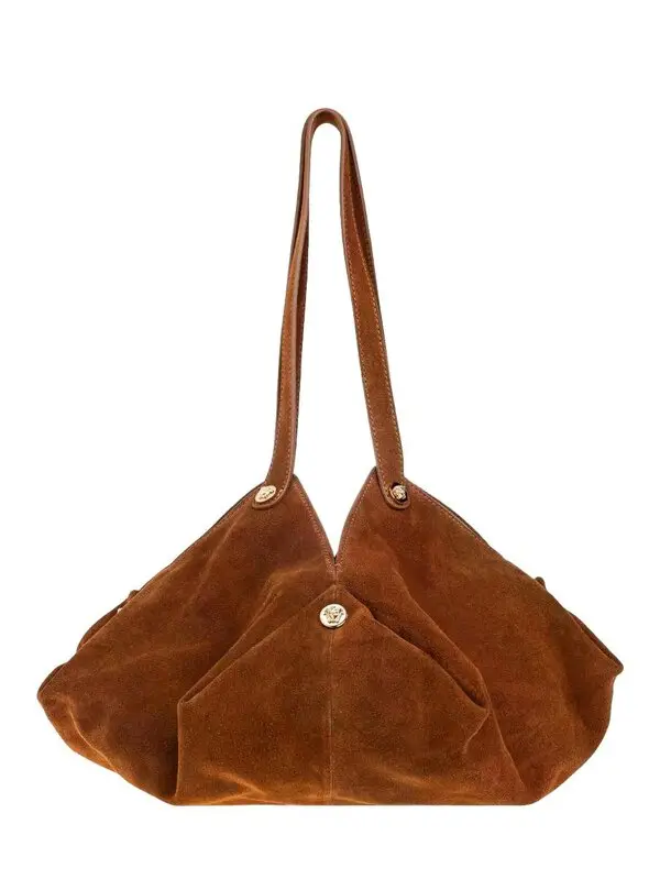 Versace Protea Suede Shoulder Bag - Brown