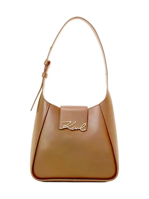 Karl Lagerfeld K/signature Flap Shoulder Bag - Brown