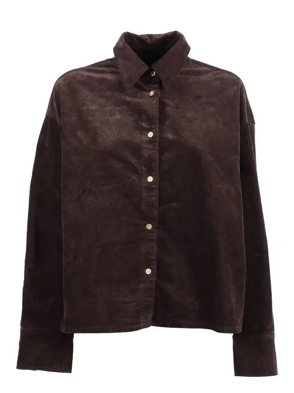 7 For All Mankind Nina Cropped Corduroy Shirt - Brown