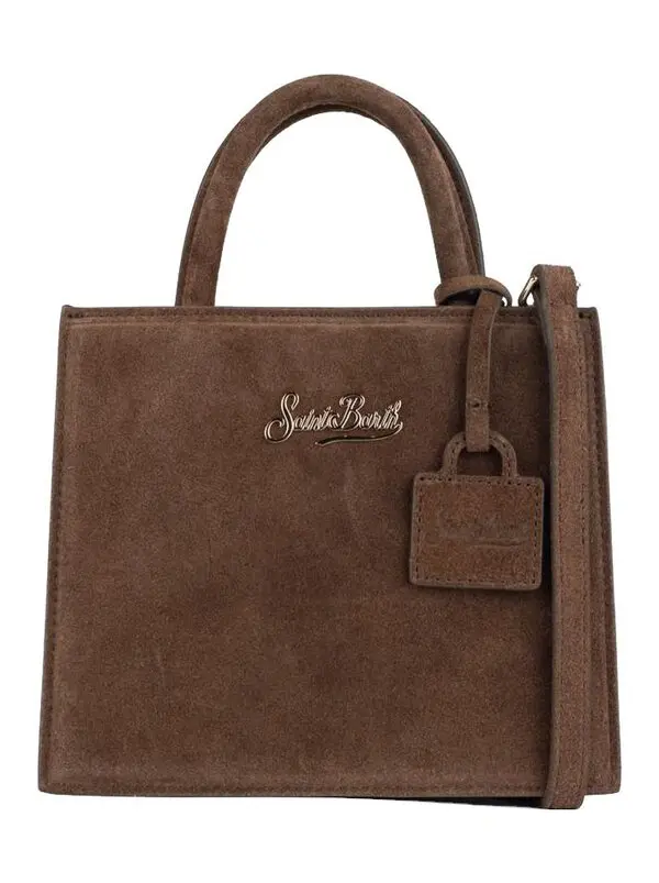 MC2 SAINT BARTH Shop Bag Mini Handbag In Suede Leather - Brown