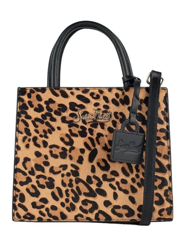 MC2 SAINT BARTH Leopard Print Pony Skin And Leather Shop Bag Mini - Yellow, Brown
