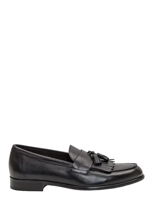 DOUCAL'S Tassel Triumph Leather Loafer - Black