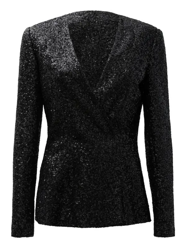 F.IT Sequined Blazer Jacket - Black