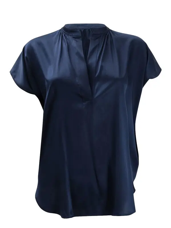 F.IT Short Sleeve Silk Shirt - Blue