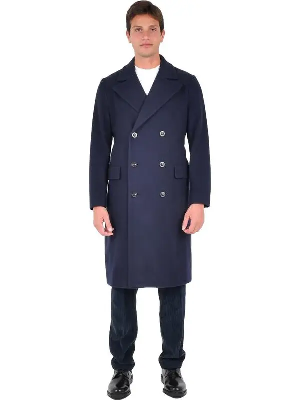 Boglioli Double-breasted Virgin Wool-blend Coat - Blue