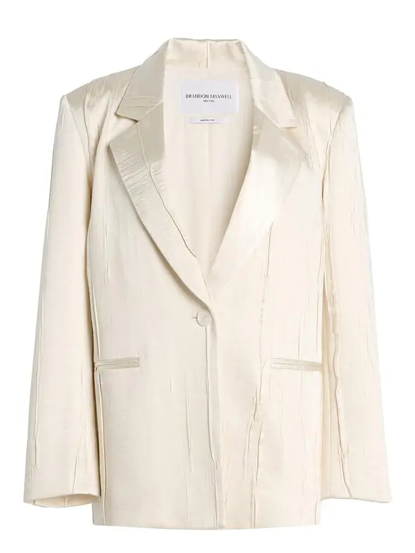 Brandon Maxwell The Nell Crushed-satin Blazer - Ivory