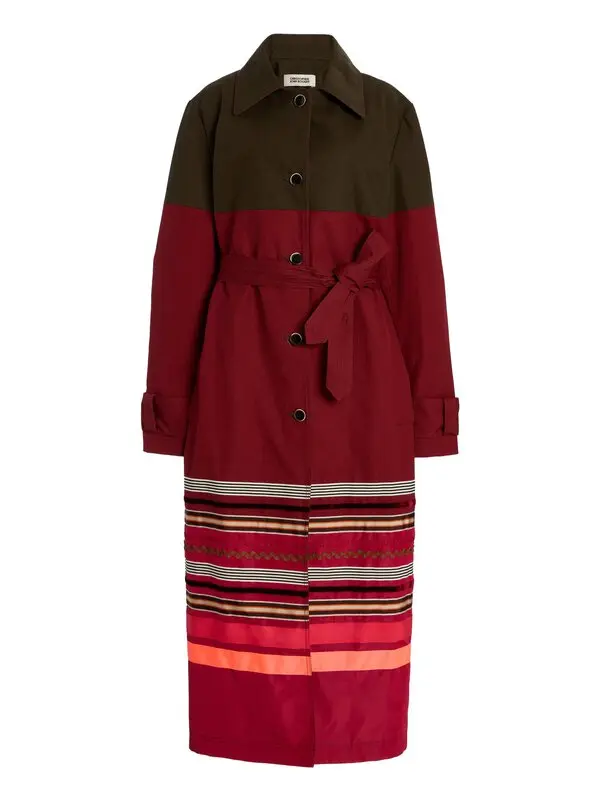 Christopher John Rogers Colorblocked Embroidered Cotton-silk Coat - Multi