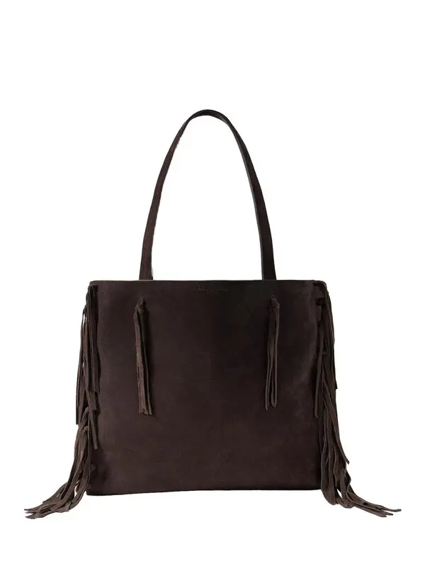 NILI LOTAN Joni Fringed Suede Tote - Brown