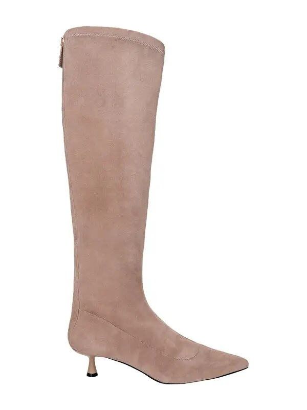 L'Agence Emilie Kitten-heel Boots - Cappuccino Suede