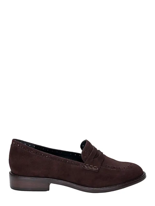 L'Agence Avriel Brogue Loafer - Dark Brown Suede