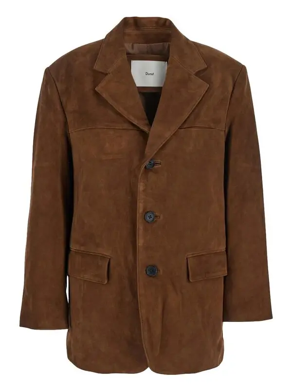 DUNST Suede Single-breasted Jacket - Brown