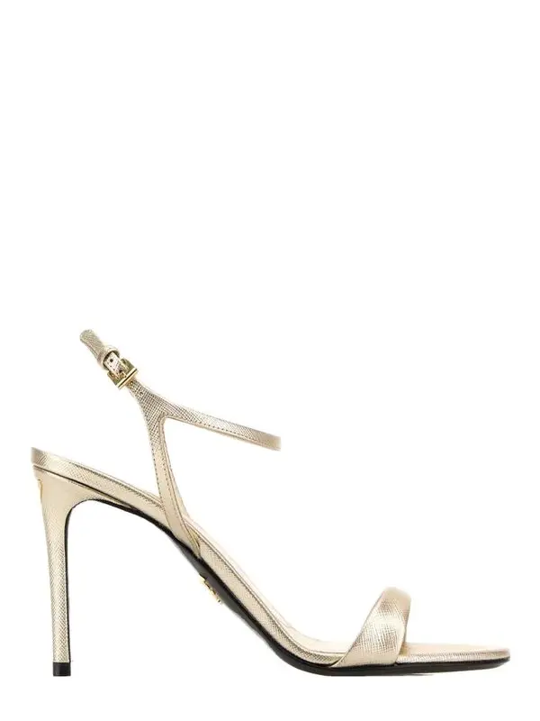Prada Leather High Heel Sandals - Gold
