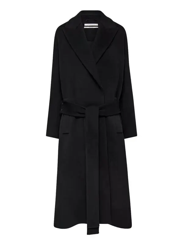 Another Tomorrow Belted Wrap Coat - Black
