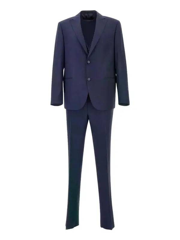 MARCHESANI Textured Wool Single-breasted Suit - Blue
