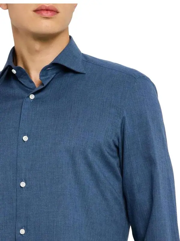 SARTORIO Apos;s Melange Cotton Button-down Shirt - Blu