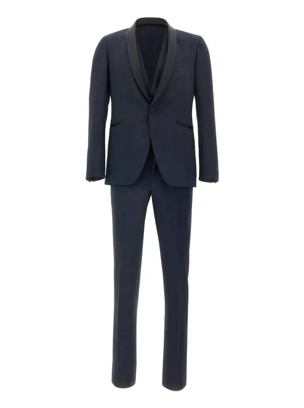 CARLO PIGNATELLI Three-piece Shawl-collar Single-breasted Suit - Blue