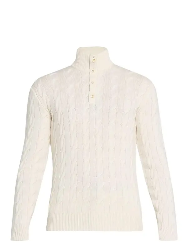 Ralph Lauren Cable-knit Cashmere Mockneck Sweater - Classic Cr