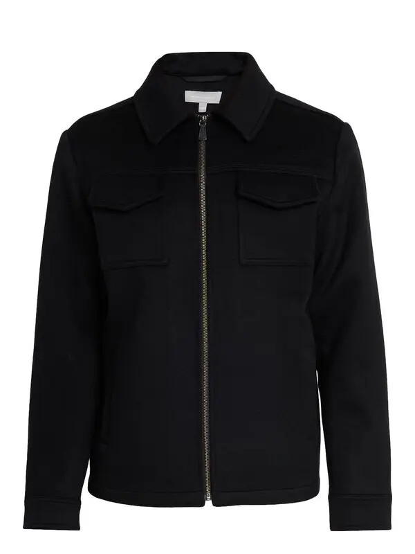 Neiman Marcus Wool Double-face Field Jacket - 001blk