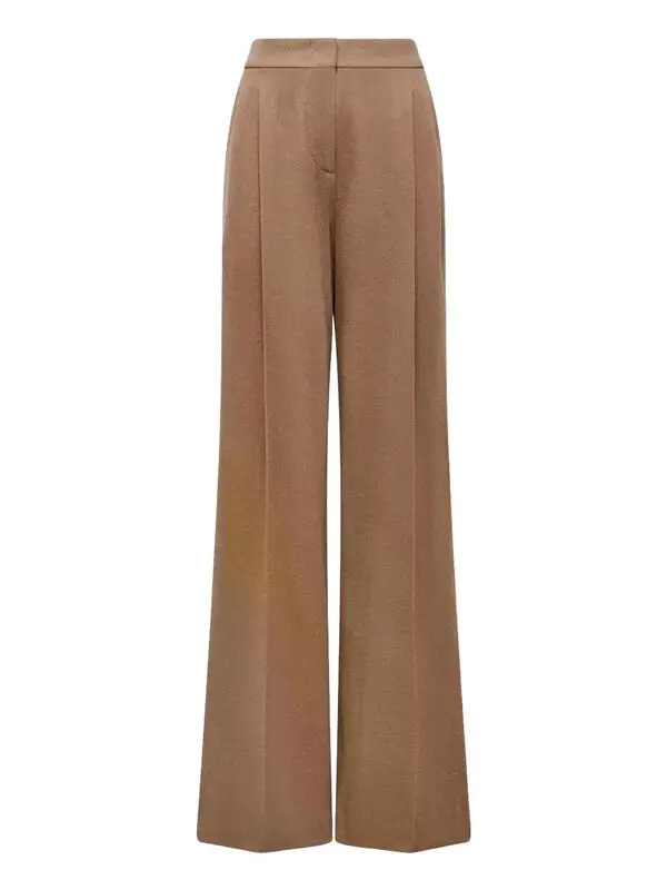 Another Tomorrow Pleated Wide Leg Trousers - Brown