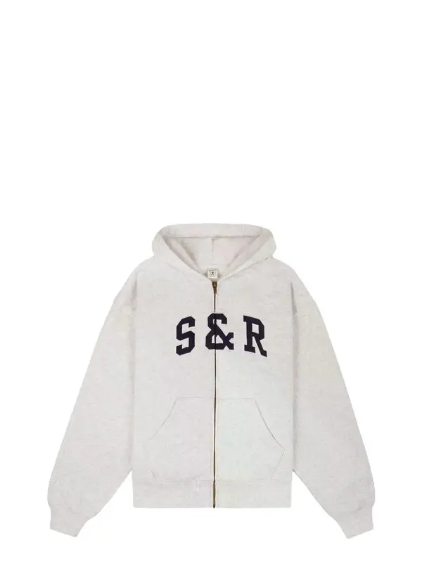 SPORTY & RICH Appliqué Zip Hoodie - Grey