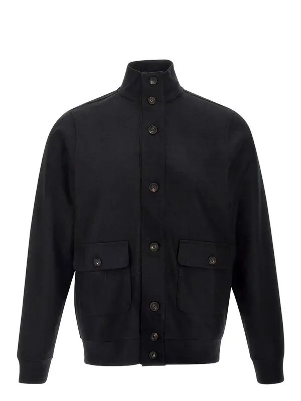 FILIPPO DE LAURENTIIS Buttoned Flap-pocket Shirt Jacket - Black