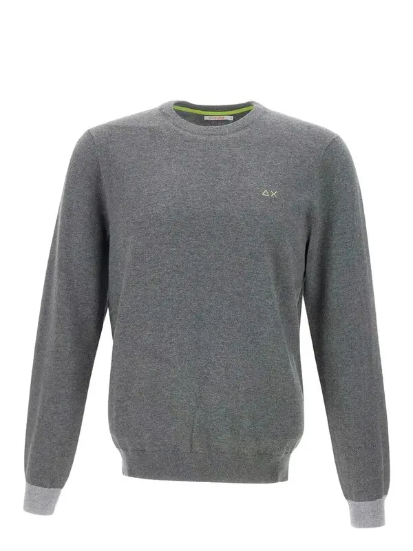 SUN 68 Logo Sweater With Elbow Patches - Grey