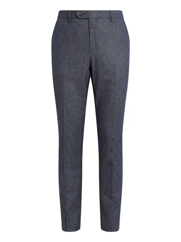 Pal Zileri Cotton-blend Flat Front Trousers - Navy