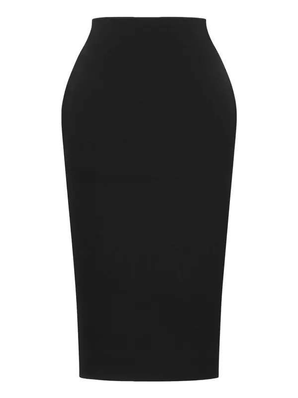 Saint Laurent Satin Midi Pencil Skirt - Black