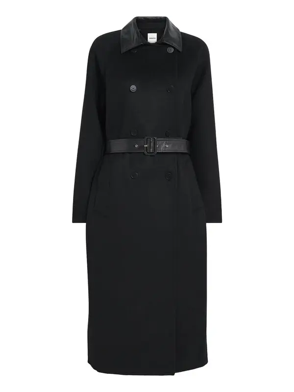 Sandro Wool Double-breasted Coat - Black