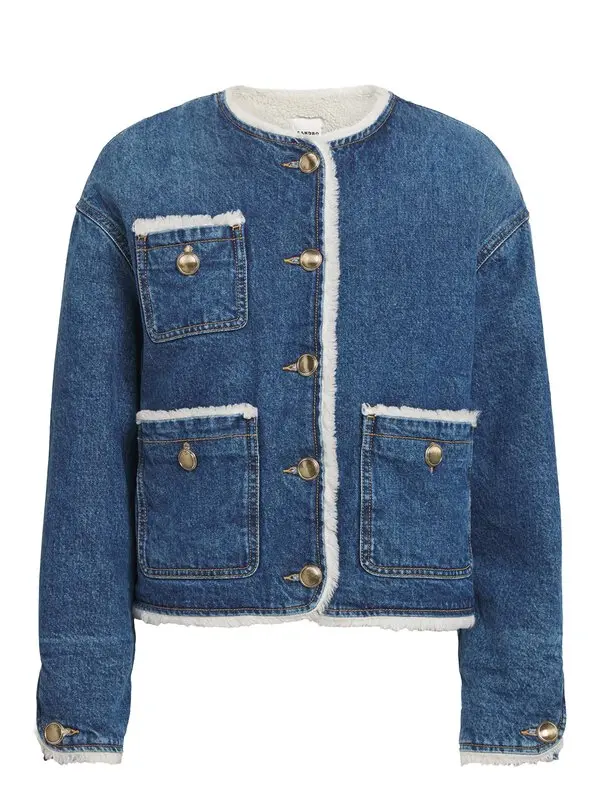 Sandro Faux Shearling-lined Denim Jacket - Blue