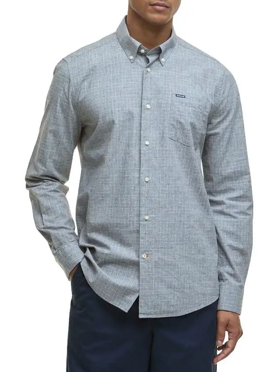 Barbour Wester Slub Check Cotton Button-down Shirt - Chambray