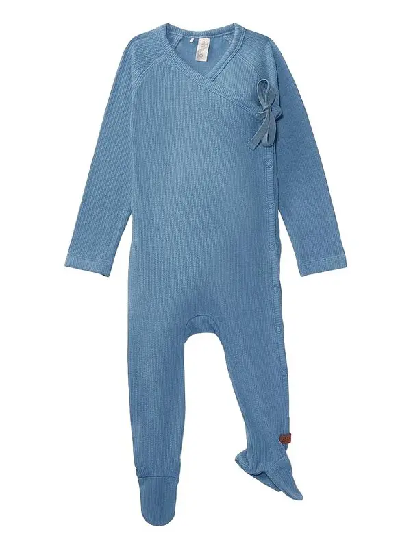 MINIMOI Solid Ribbed Footie - Blue Bell