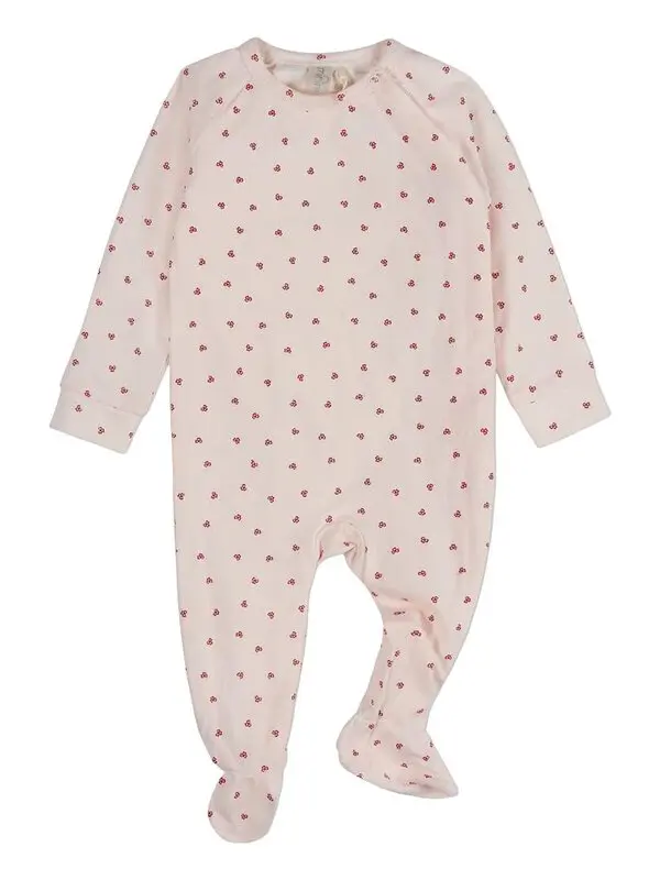 MINIMOI Baby Clover-print Footie - Barely Pink