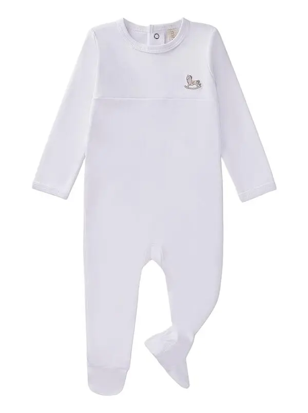 MINIMOI Baby Embroidered Pima Cotton Footie - Lilac
