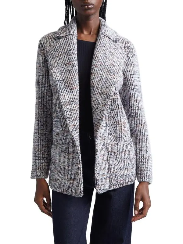 Missoni Marled Sweater Knit Jacket - White And Brown Space Dyed