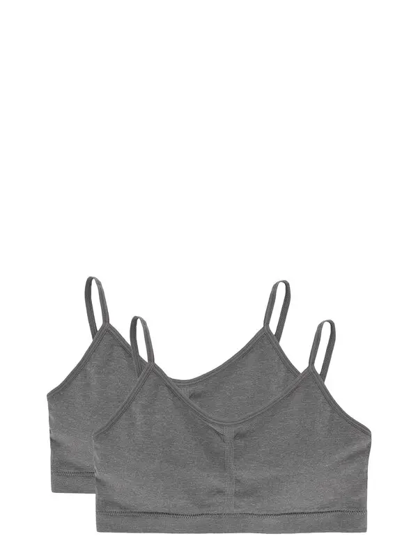 MEMOI 2 Pair Pack Gathered Front Cup Training Bra - Light Gray Heather
