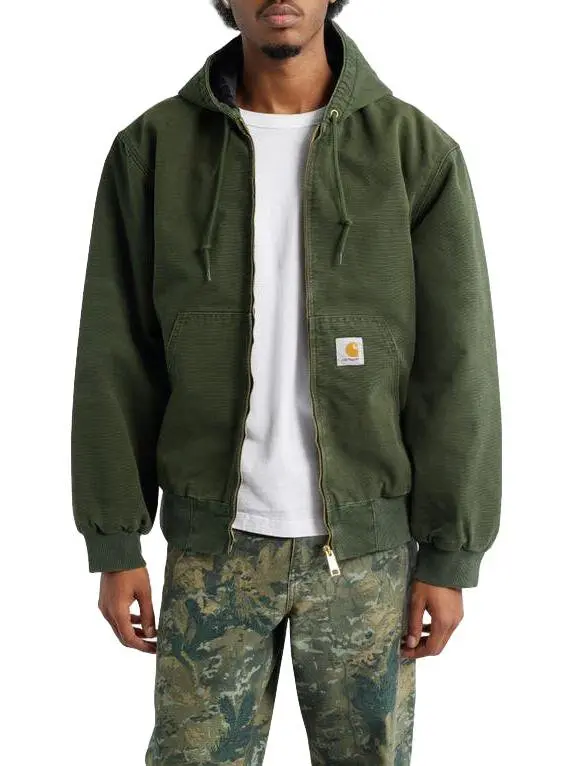 Carhartt Work In Progress Og Active Insulated Hooded Organic Cotton Canvas Jacket - Olive