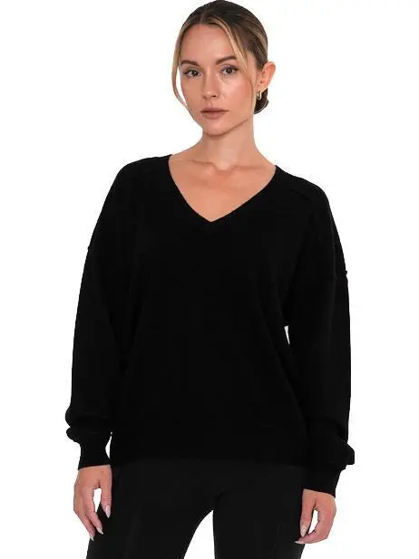 REBODY Nora V-neck Cashmere Sweater - Black