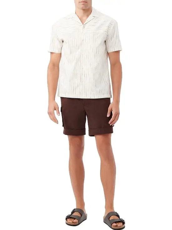 Mr Turk Angelo Striped Short Sleeve Button-up Shirt - White/camel