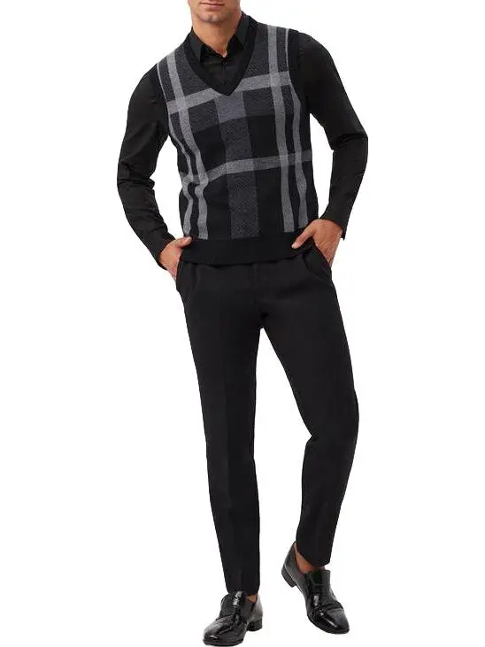 Mr Turk Plaid Sweater Vest - Black Multi