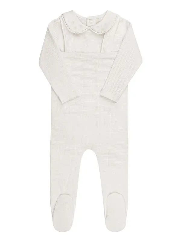 ELY'S & CO. Embroidered Collar Bodysuit And Overalls Set - Ivory Girl