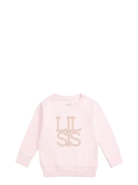 SWEET WINK Lil Sis Pearl Patch Sweatshirt - Ballet Pink