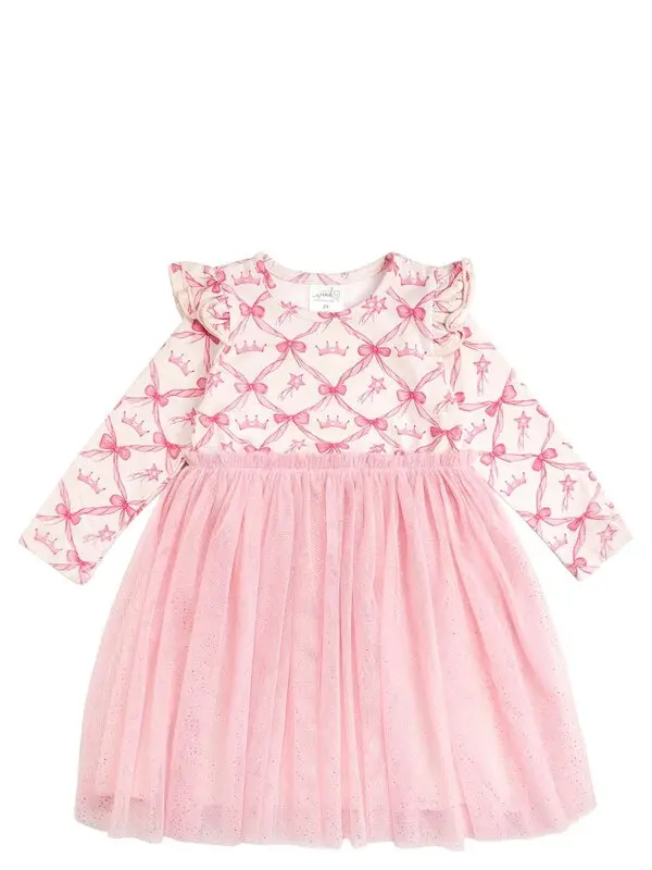 SWEET WINK Princess Trellis Long Sleeve Tutu Dress - Pink