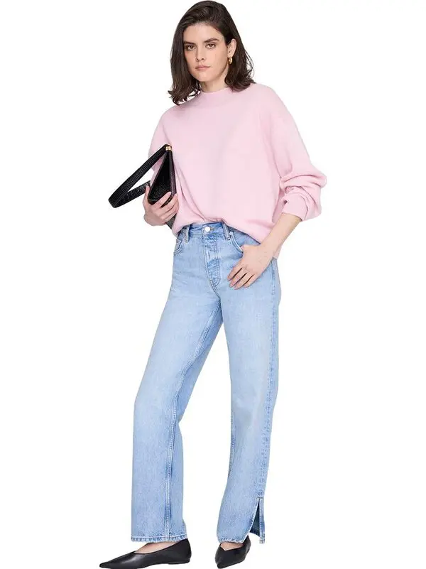 ANINE BING Lee Crewneck Cashmere Sweater - Powder Pink